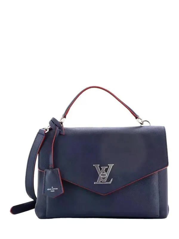 LOUIS VUITTON Mylockme Studded Leather Satchel Handbag - Blue