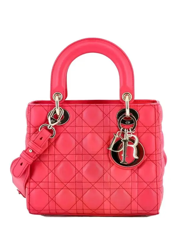 Dior Lady Cannage Quilt Lambskin Crossbody Bag - Pink