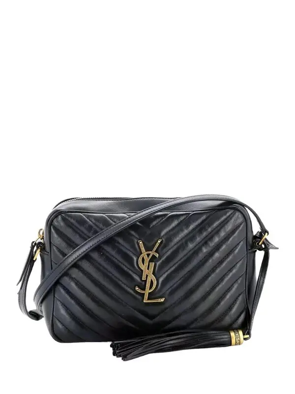 Saint Laurent Lou Camera Matelasse Chevron Leather Crossbody Bag - Black