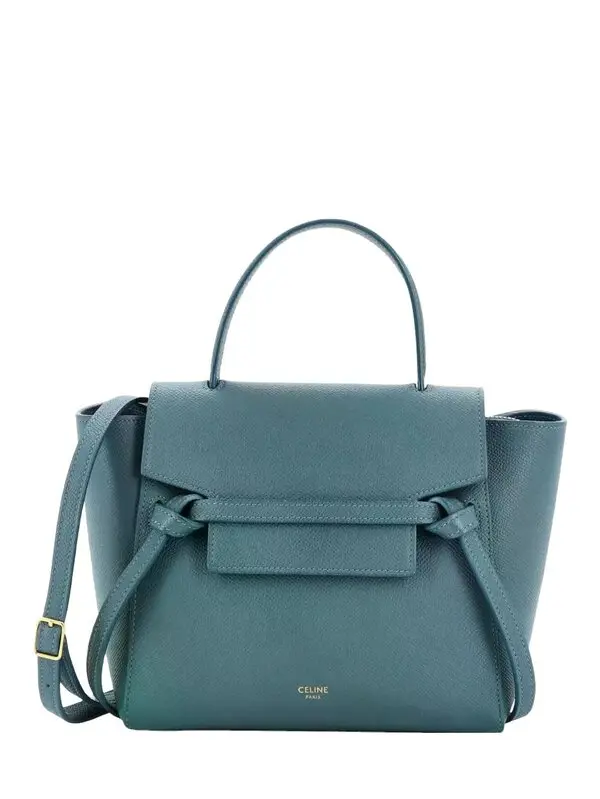 Celine Belt Bag Textured Leather Nano Shoulder Bag - Green