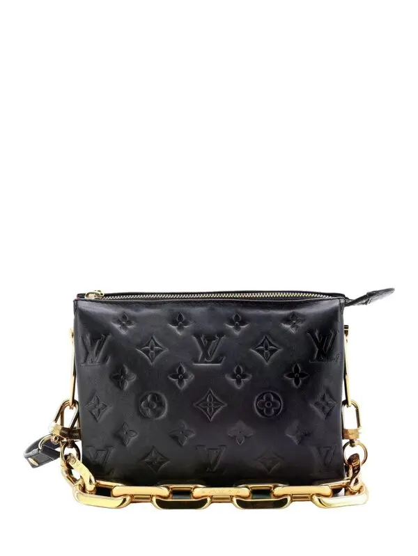 LOUIS VUITTON Coussin Bb Crossbody Bag Monogram Embossed Lambskin - Black