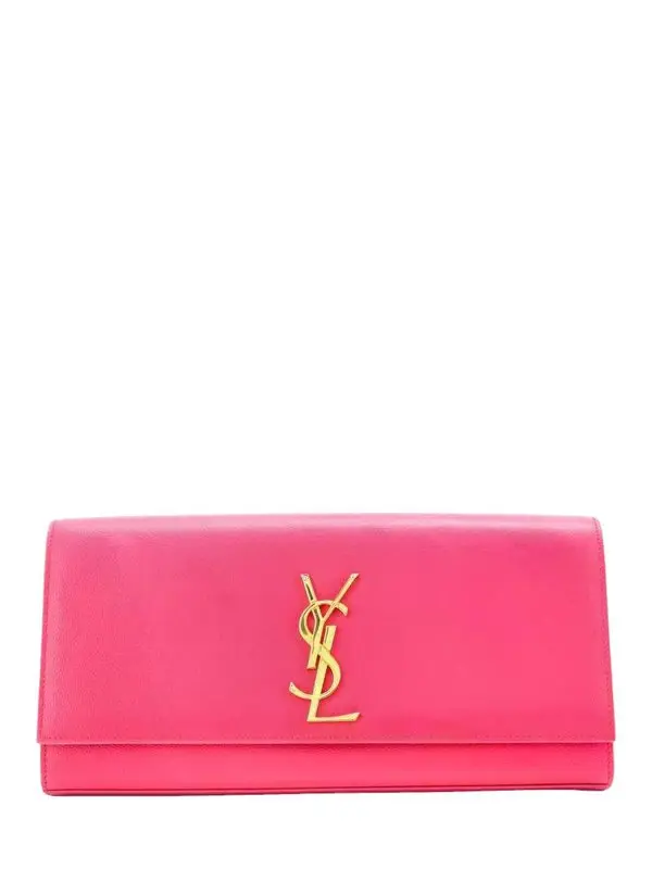 Saint Laurent Classic Monogram Leather Long Clutch Bag - Pink