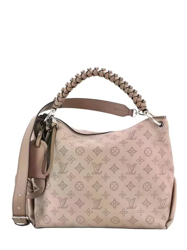 LOUIS VUITTON Braided Handle Mahina Leather Hobo Bag - Neutrals