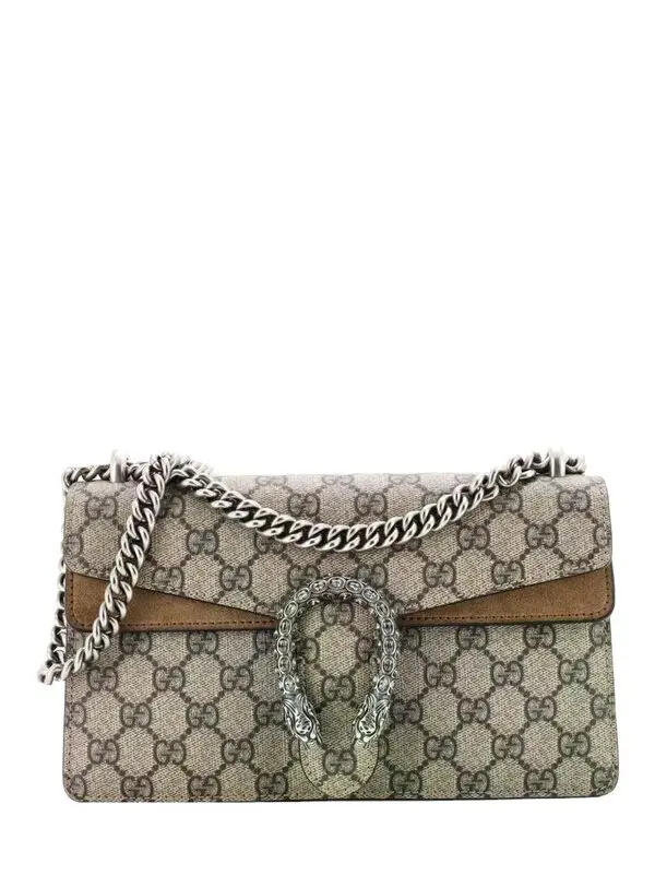 Gucci Dionysus Small Shoulder Bag Gg Coated Canvas With Crystal Embellished Metal - Brown