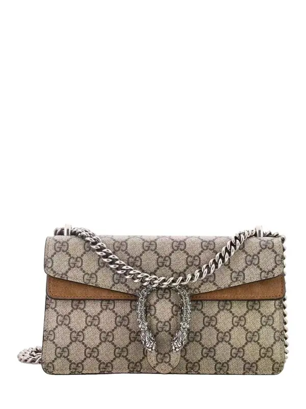 Gucci Dionysus Gg Coated Canvas Small Shoulder Bag With Crystal Embellished Metal - Brown