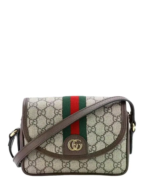 Gucci Ophidia Flap Shoulder Bag Gg Coated Canvas Mini - Brown