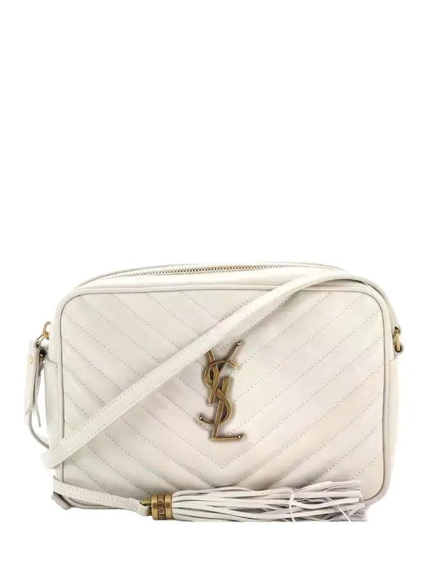 Saint Laurent Lou Camera Bag Matelasse Chevron Leather Small - Neutrals