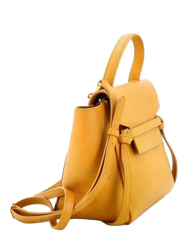 Celine Belt Bag Textured Leather Nano Shoulder Bag - Yellow
