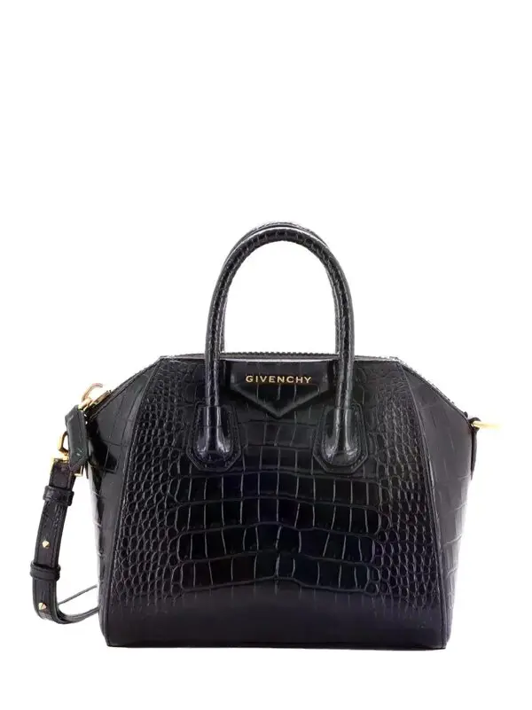 Givenchy Antigona Mini Crossbody Bag Crocodile Embossed Leather - Black