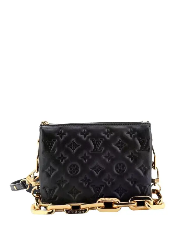 LOUIS VUITTON Coussin Pm Crossbody Bag Monogram Embossed Lambskin - Black