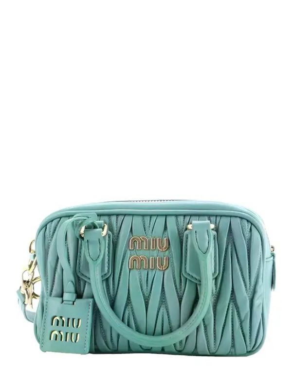 Miu Miu Arcadie Top Handle Matelassé Satchel - Green