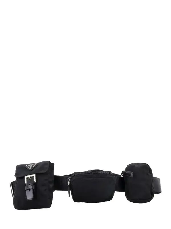 Prada Triple Pouch Tessuto Belt Bag - Black
