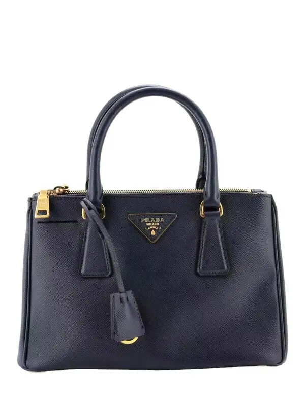 Prada Double Zip Lux Tote Saffiano Leather Mini Satchel - Blue