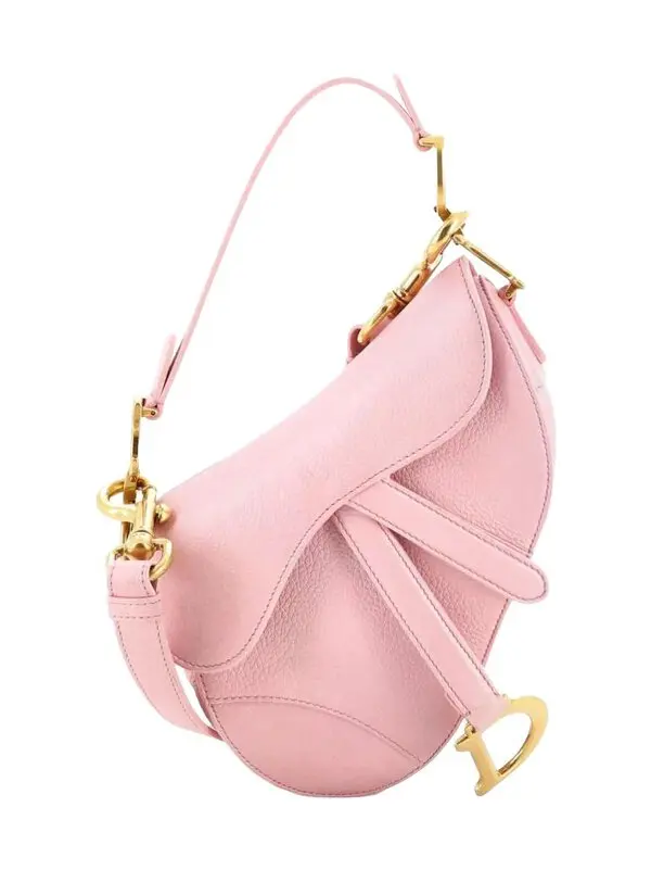 Dior Saddle Handbag With Strap Leather Mini Shoulder Bag - Pink