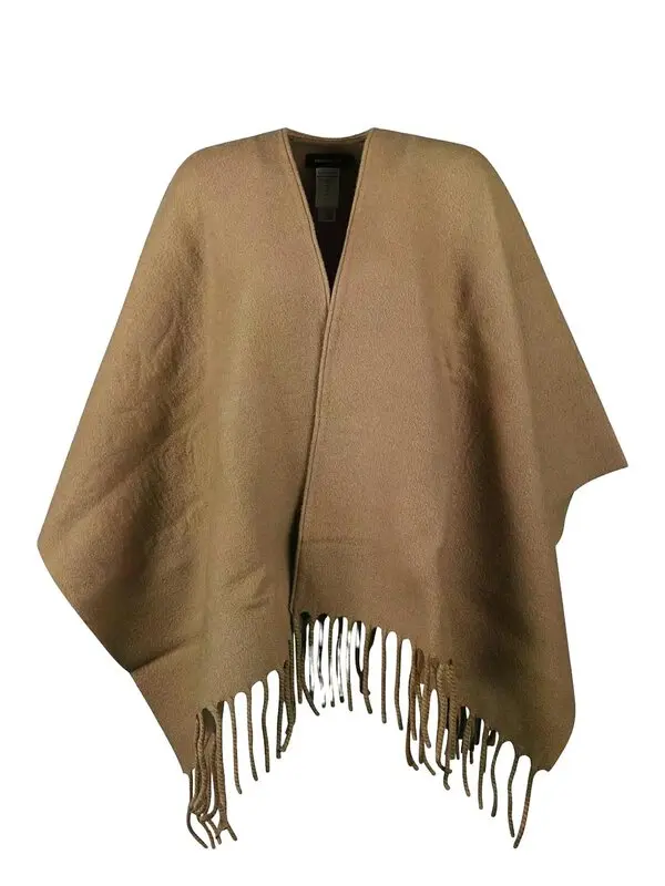 Fabiana Filippi Fringed-hem Wool Poncho - Brown