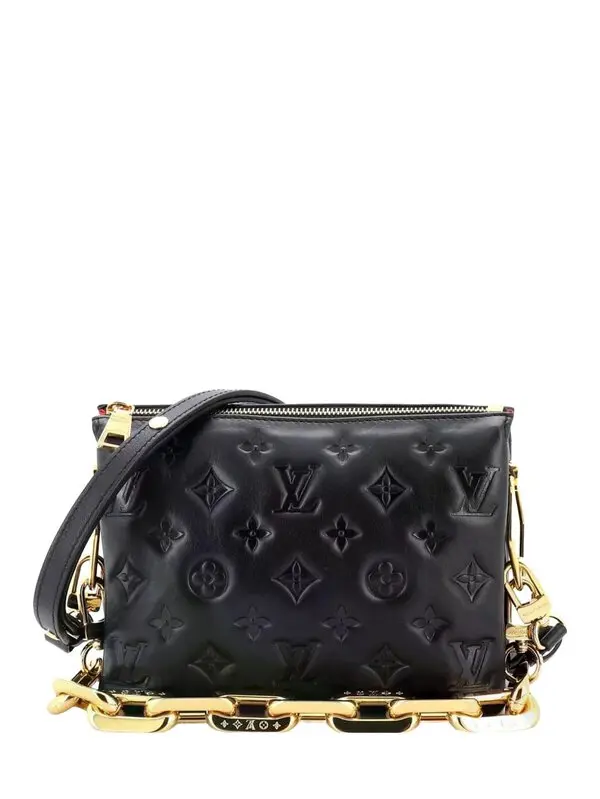 LOUIS VUITTON Coussin Bb Crossbody Bag Monogram Embossed Lambskin - Black
