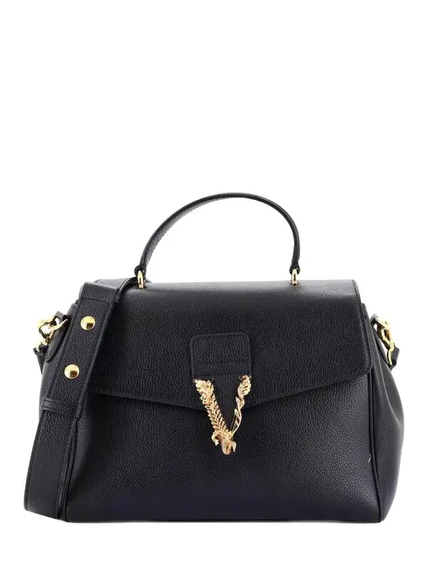 Versace Virtus Convertible Top Handle Satchel - Black