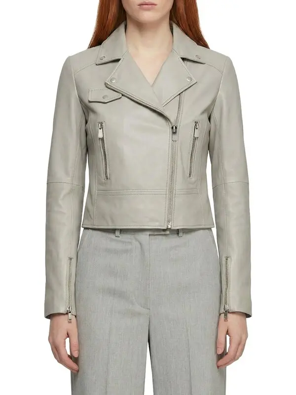 Pinko Faux Leather Biker Jacket - Grey
