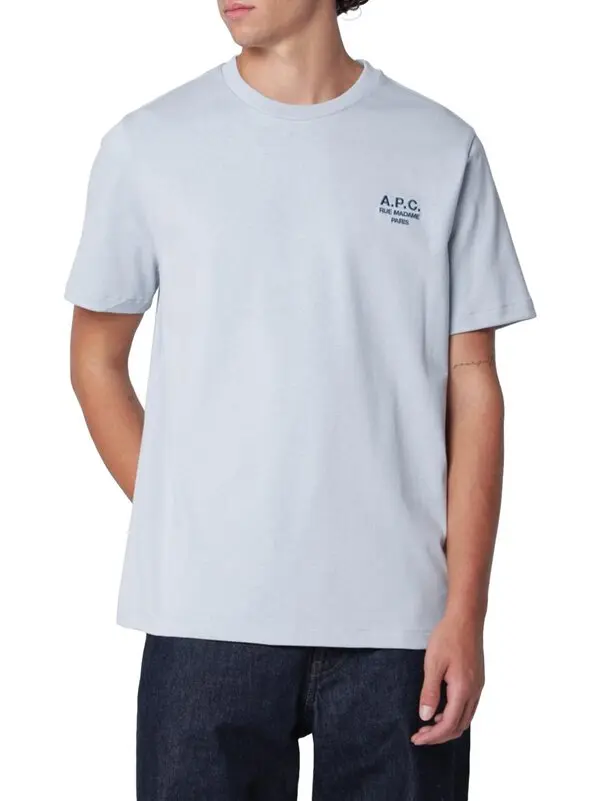A.p.c. Short Sleeve Cotton T-shirt - Gnawed Blue