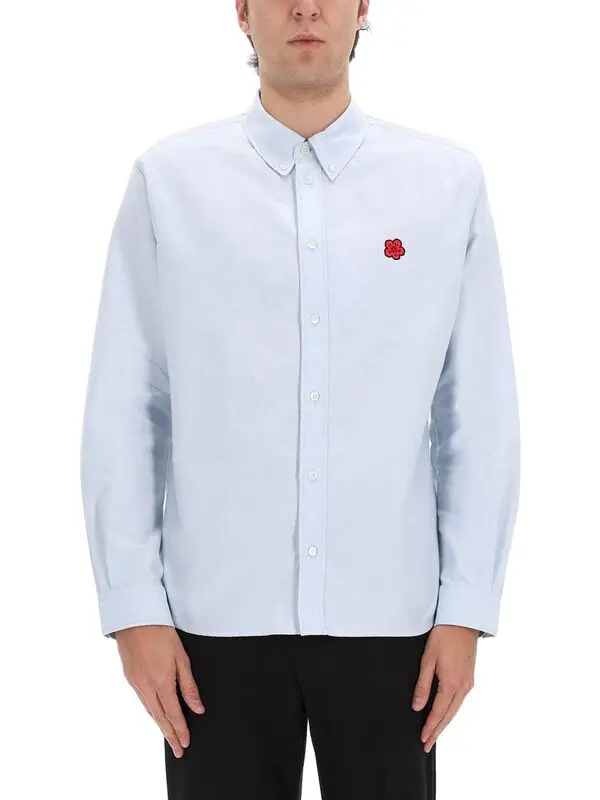 Kenzo Classic Cotton Shirt With Boke Flower - Gnawed Blue