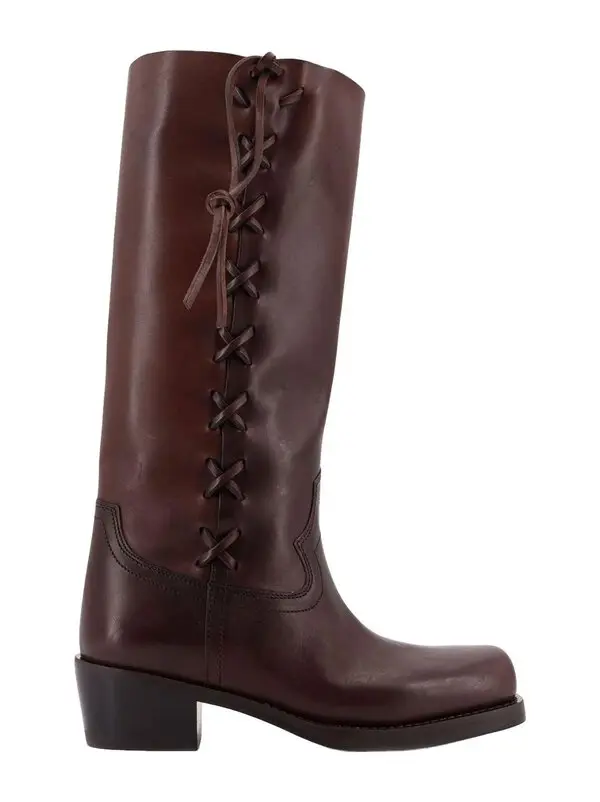 Paris Texas Lace Up Boots - Brown