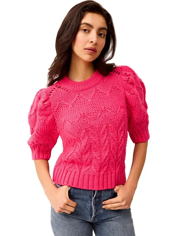 MARIE OLIVER Vayda Cable Knit Sweater - Party Pink