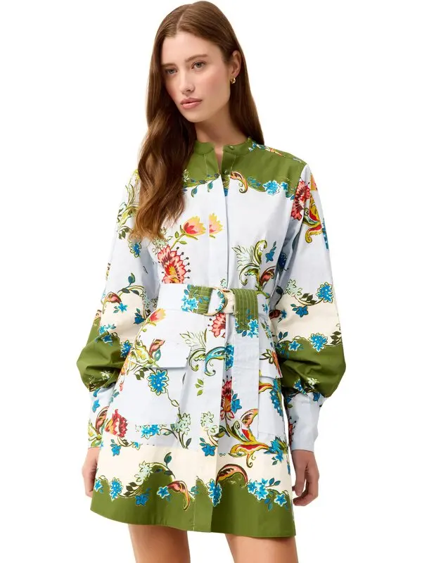 MARIE OLIVER Printed Cotton Shirt Dress - Delphi