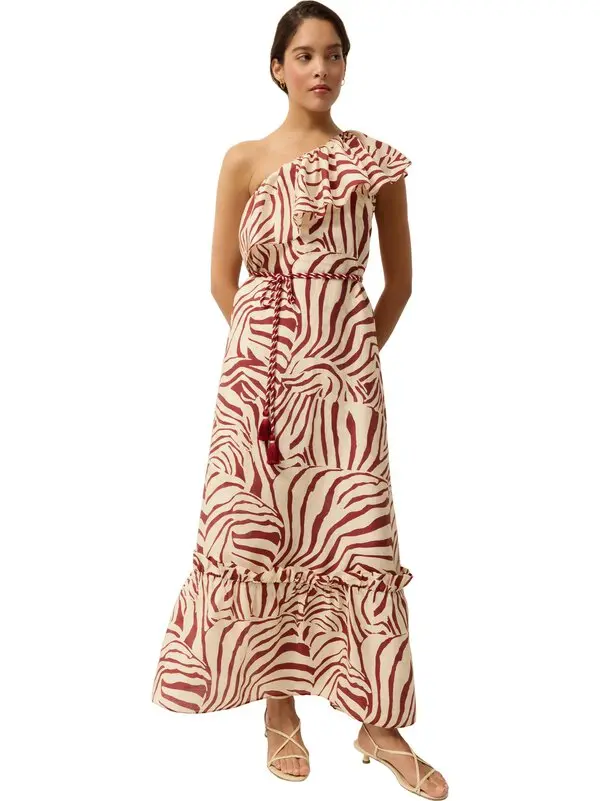 MARIE OLIVER Raya One-shoulder Striped Maxi Dress - Lionfish