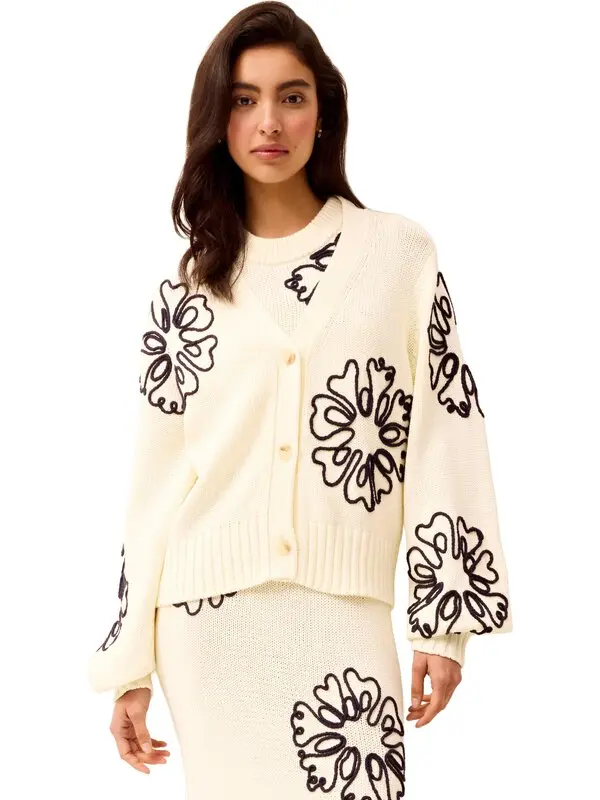 MARIE OLIVER Charlie Floral Embroidered Cardigan - Floret