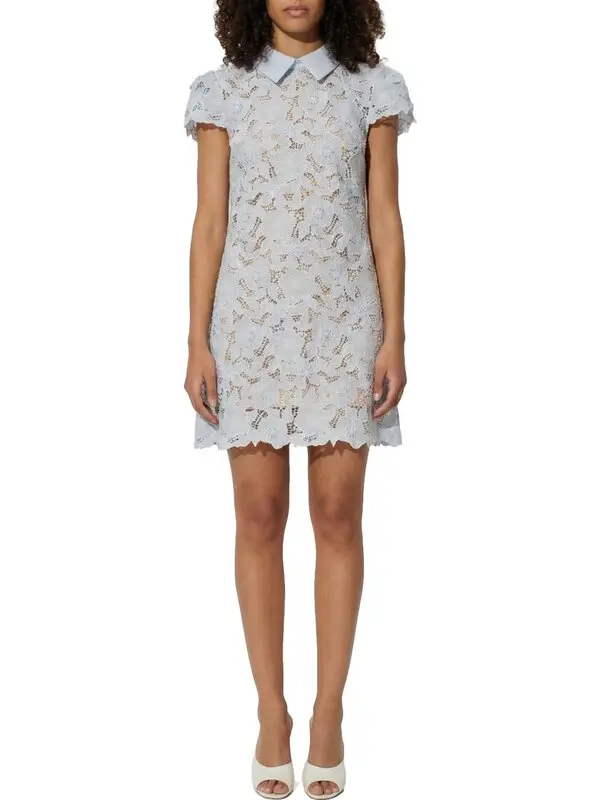 SELF-PORTRAIT Lace Dress With Peter Pan Collar - Blue