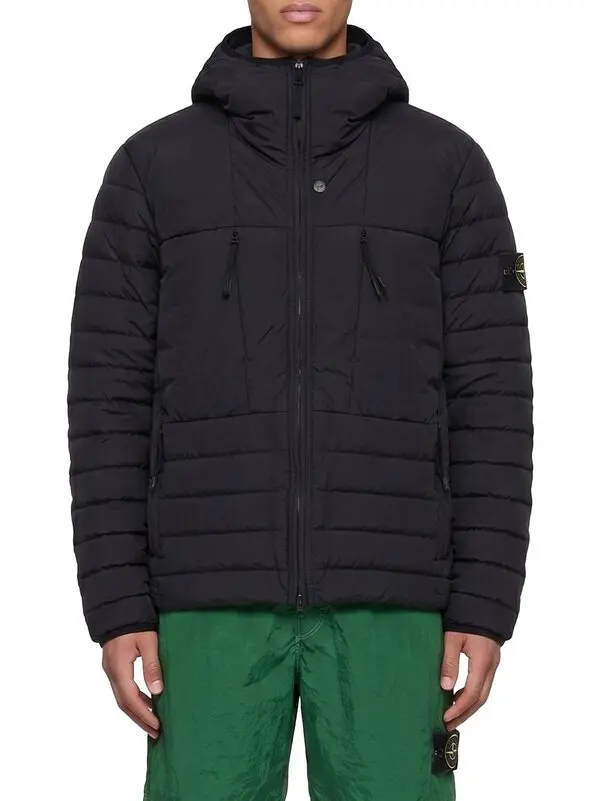 Stone Island Quilted Hooded Jacket - Blue