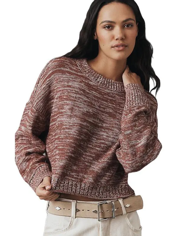 PILCRO Goldie Wool Blend Crew-neck Sweater - Tortoise