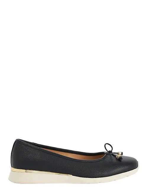 DUNE Maeby Ballerina Pumps - Black Leather