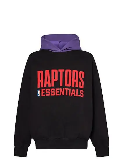 Fear Of God Fog X Essentials X Nba Raptor Cotton-blend Hoodie - Black/ Purple Reign