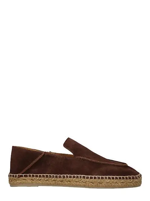 TOM FORD Top-stitch Suede Espadrilles - Wine