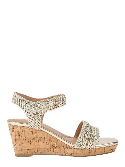 Carvela Portofino Woven Wedge Sandals - Gold