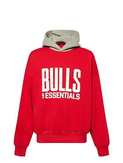 Fear Of God Fog X Essentials X Nba Bulls Cotton-blend Hoodie - Red/concrete Heather