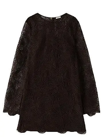 JOSEPH Amira Long-sleeved Lace Mini Dress - Cocoa