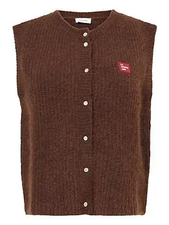 American Vintage Button-through Knitted Alpaca-blend Vest - Chataigner