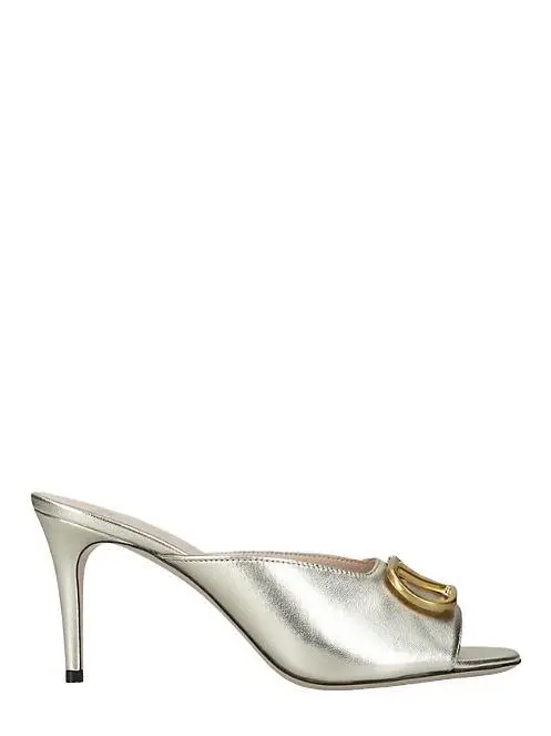 Valentino Garavani Vlogo Signature 80 Metallic-leather Heeled Mules - Gold