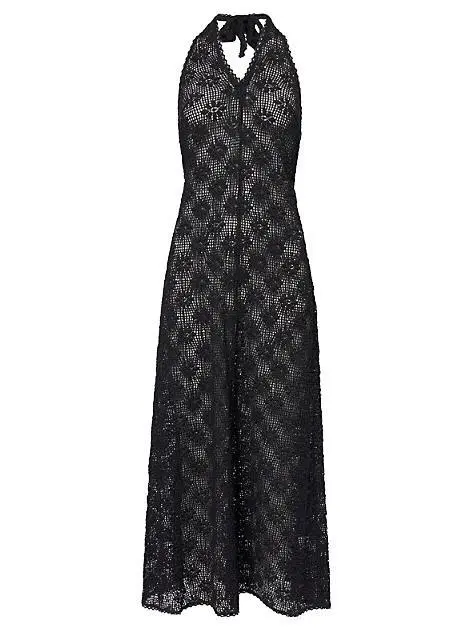 Dissh Agnes Crochet Halter Midi Dress - Black