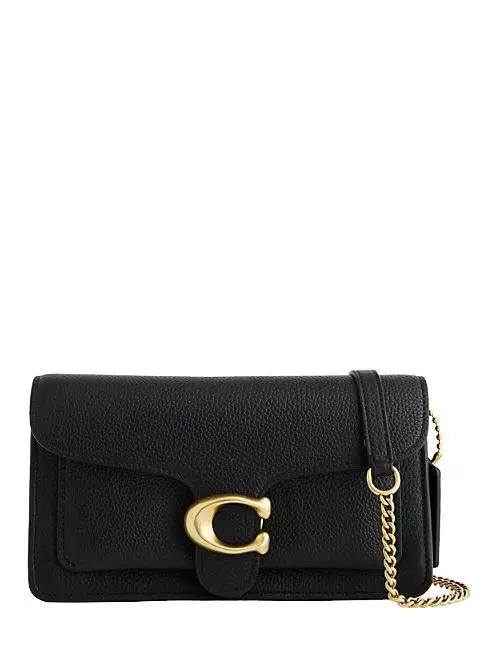 COACH Tabby Leather Chain Clutch - Black