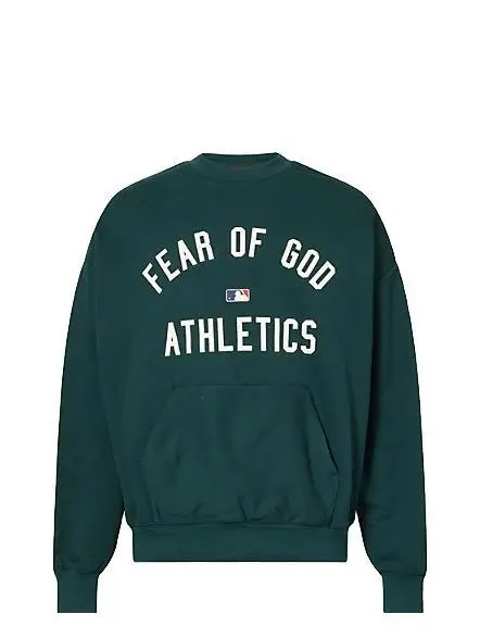 Fear Of God Fog X Essentials X Mlb Athletics Crewneck Sweatshirt - Forest