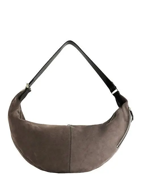 LEMAIRE Large Quiver Clip Suede Shoulder Bag - Mink