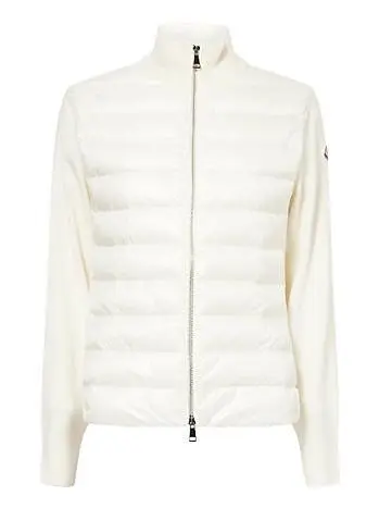Moncler Padded Zip-up Wool And Nylon Cardigan - White