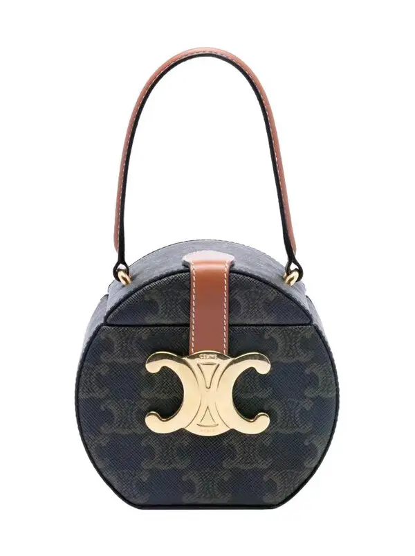 Celine 2022 Triomphe Coated Canvas Round Box Handbag - Brown