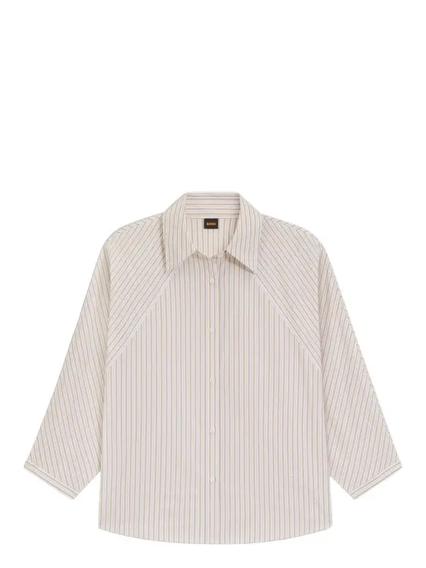 BOSS Relaxed-fit Striped Blouse - Light Beige