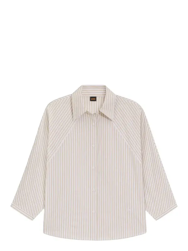 BOSS Relaxed-fit Striped Blouse - Light Beige