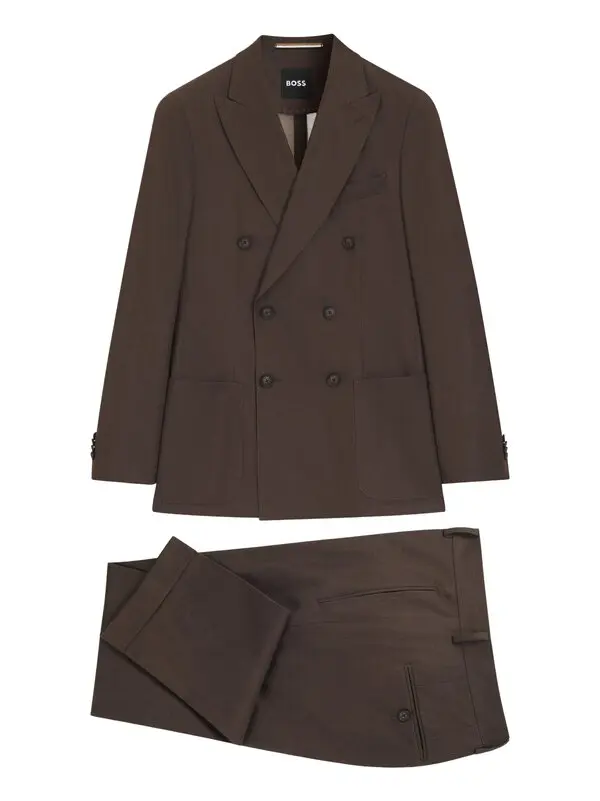 BOSS Two-piece Slim-fit Suit In Stretch Cotton - Dark Brown