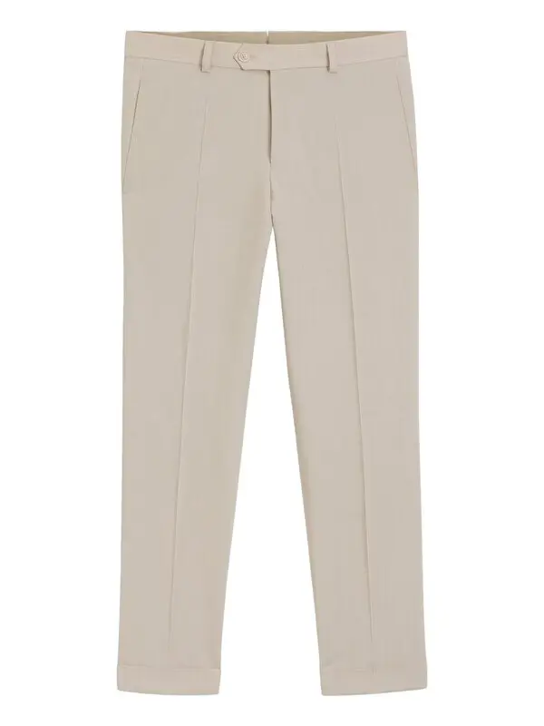 BOSS Tapered-fit Trousers In Wool-blend Seersucker - Beige